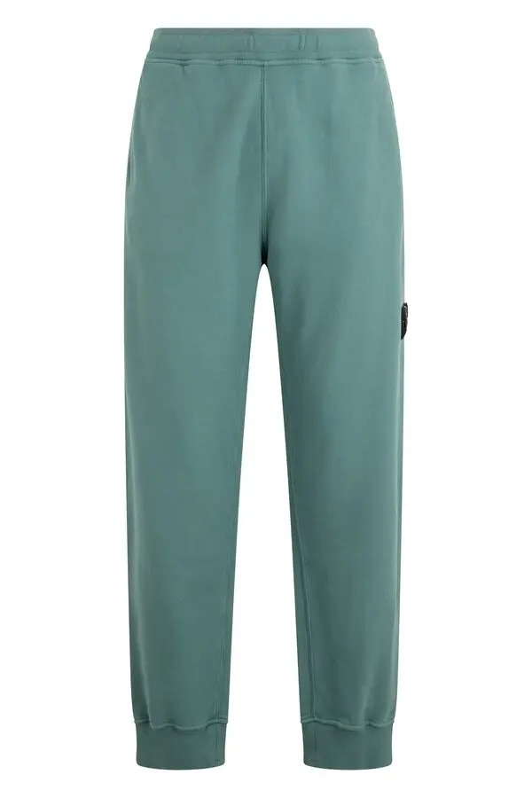 Stone Island Elastic Waistband Cotton Pants With Regular Fit And Side Pockets - Green