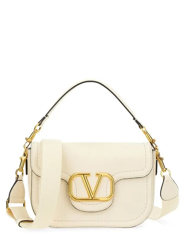 Valentino Garavani Alltime Shoulder Handbag In 100% Leather - Ivory