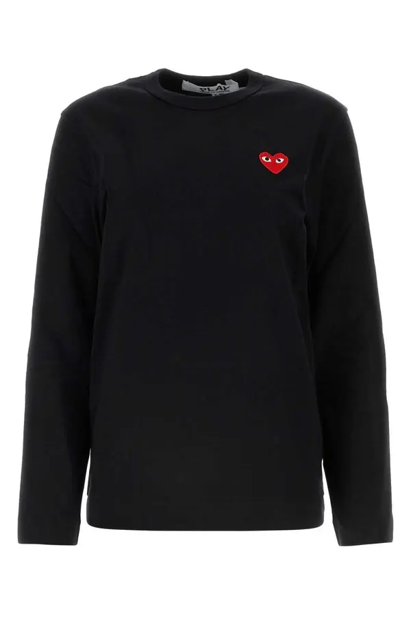 Play Comme Des Garcon Play Heart Cotton T-shirt For - Black