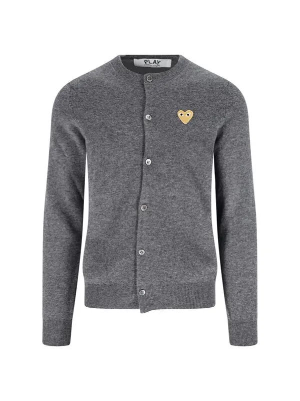 Play Comme Des Garcon Wool Sweater With Signature Heart Motif - Grey