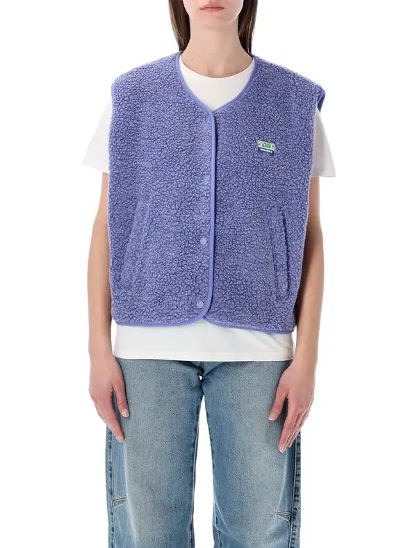 American Vintage Hoktown Shearling-effect Cropped Vest With Zip Pockets - Lavander