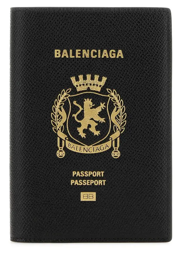 Balenciaga Leather Mini Passport Holder, 10cm X 14cm X 2cm - Black