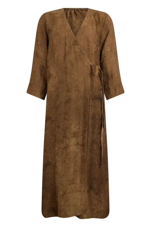 UMA WANG Wrap Maxi Dress With Three-quarter Sleeves And V-neck