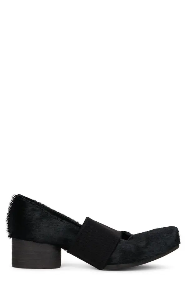 UMA WANG Fur-trimmed Leather Slippers - Black