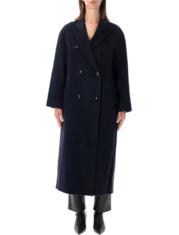 Loulou De Saison Double-breasted Wool-cashmere Overcoat - Navy Melange