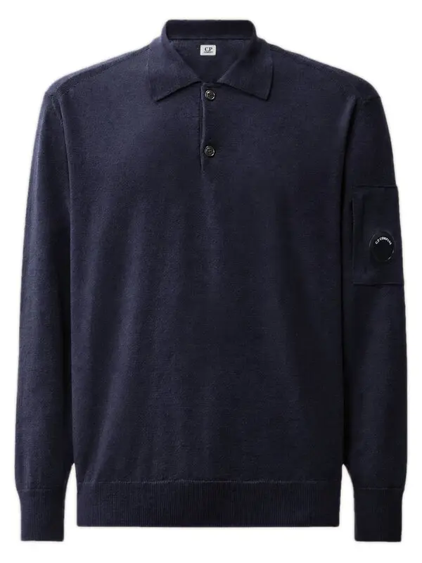 C.P. COMPANY Ribbed Polo Collar Virgin Wool Sweater Polo With Two-button Placket