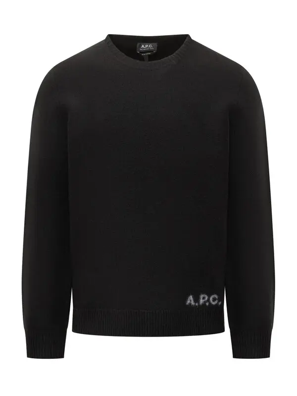 A.p.c. Virgin Wool Logo-embroidered Pullover Sweater - Black