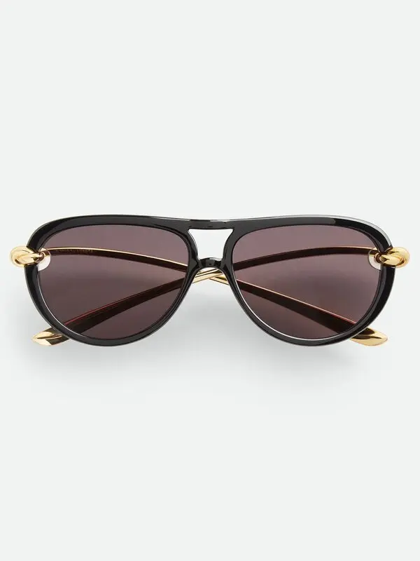 Bottega Veneta Aviator Sunglasses With Cut-out Lenses And Knot Detail - Nero