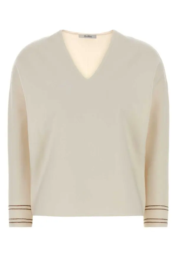 Max Mara Maximally Smooth Undici Stretch Wool Blend Sweater - White