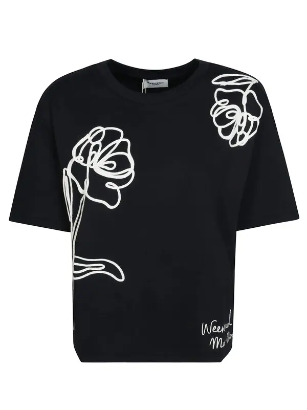 Max Mara Embroidered Flower T-shirt - Nero