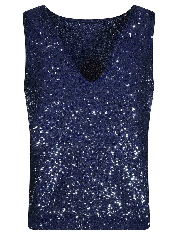 Max Mara Sequin Gilet Vest - Blu