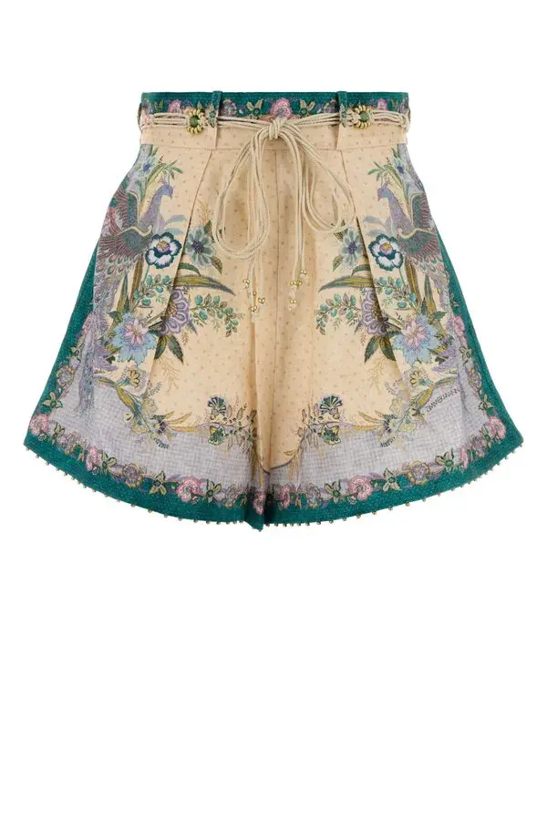 Zimmermann Linen Indra Mini Shorts - Printed