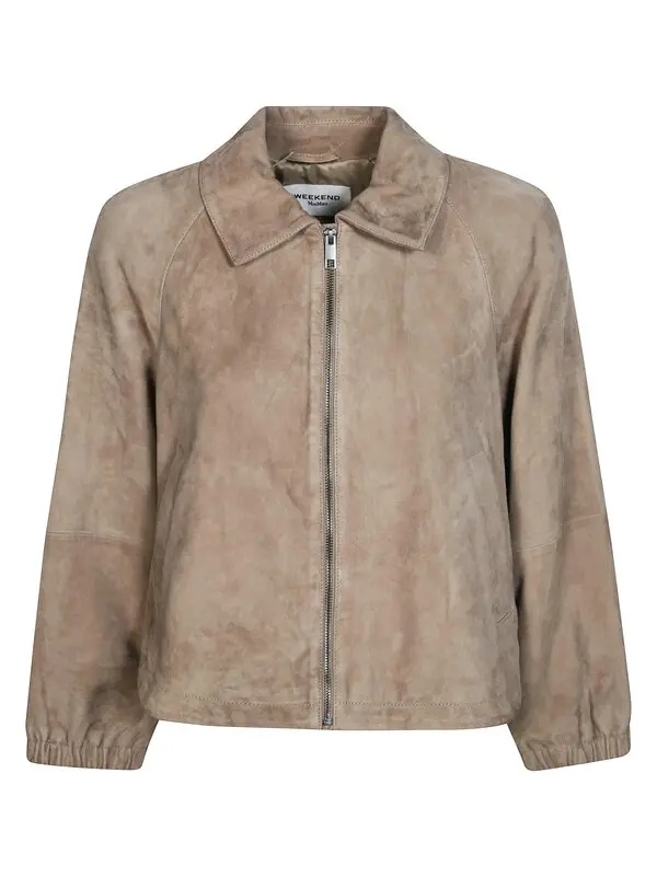 Max Mara Suede Bomber Jacket - Beige
