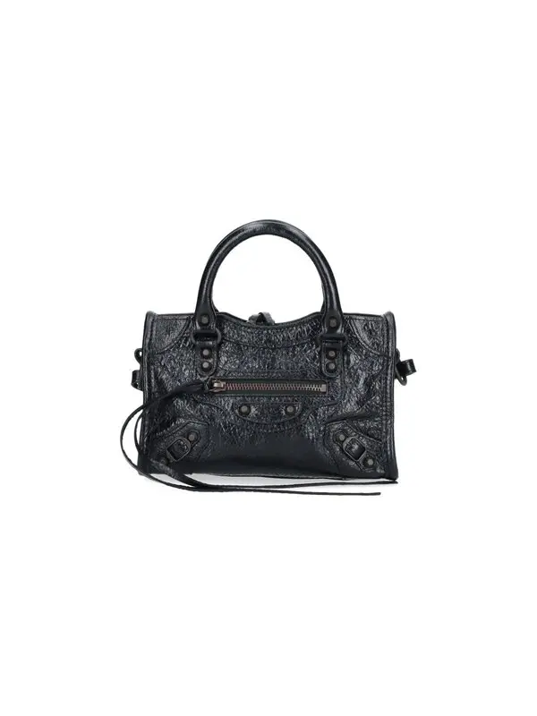 Balenciaga Inspired Mini Leather Crossbody Bag With Plexiglass Detail - Black