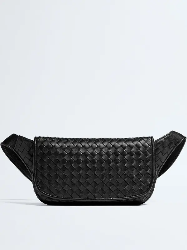 Bottega Veneta Braided Nappa Leather Mini Bum Bag - Nero