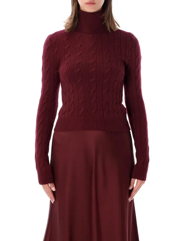 Ralph Lauren Cable-knit Turtleneck Sweater - Bordeaux