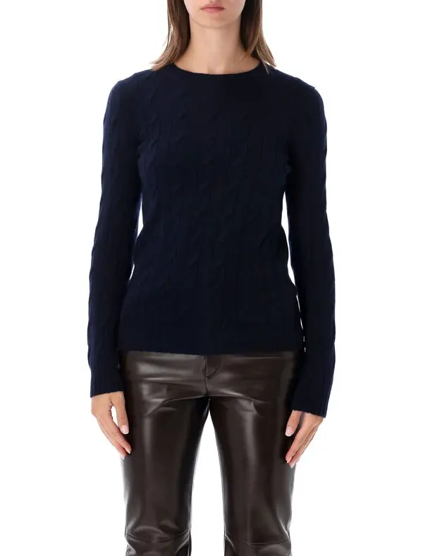 Ralph Lauren Rib-knit Crewneck Cable-knit Cashmere Jumper - Blu