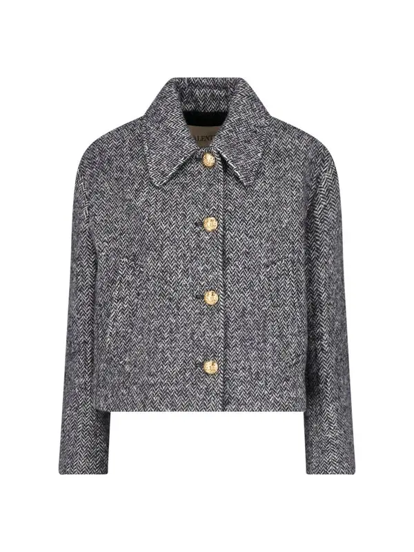 Valentino Garavani Herringbone Wool Jacket - Grey