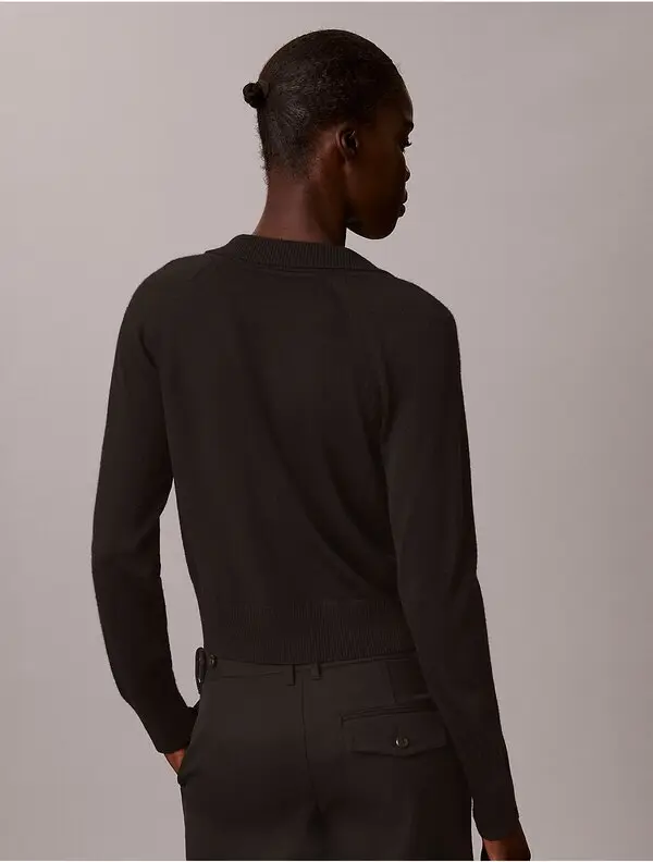 Calvin Klein Extra Fine Merino Polo Shirt - Black