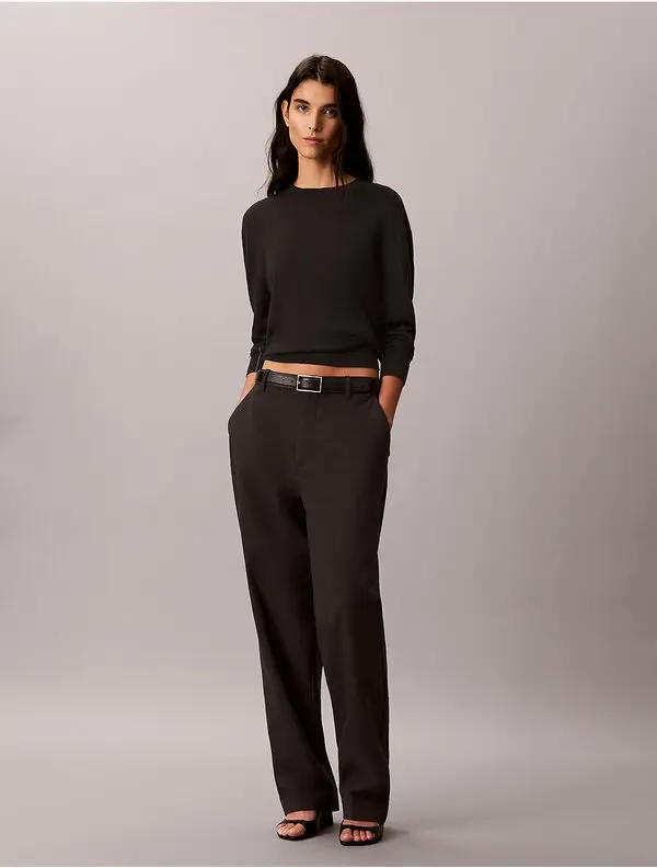 Calvin Klein Merino Wool Blend Crewneck Sweater - Black