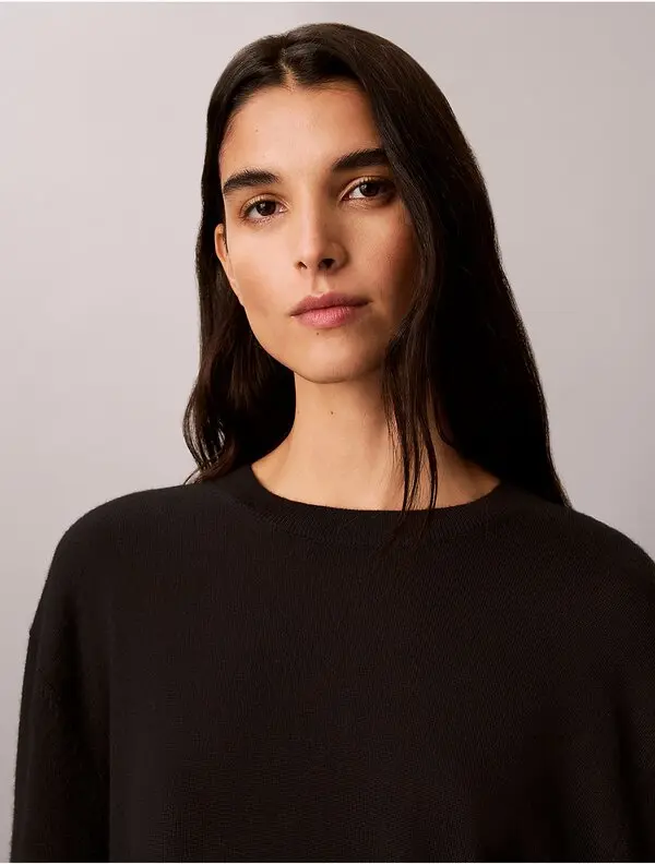 Calvin Klein Merino Wool Blend Crewneck Sweater - Black