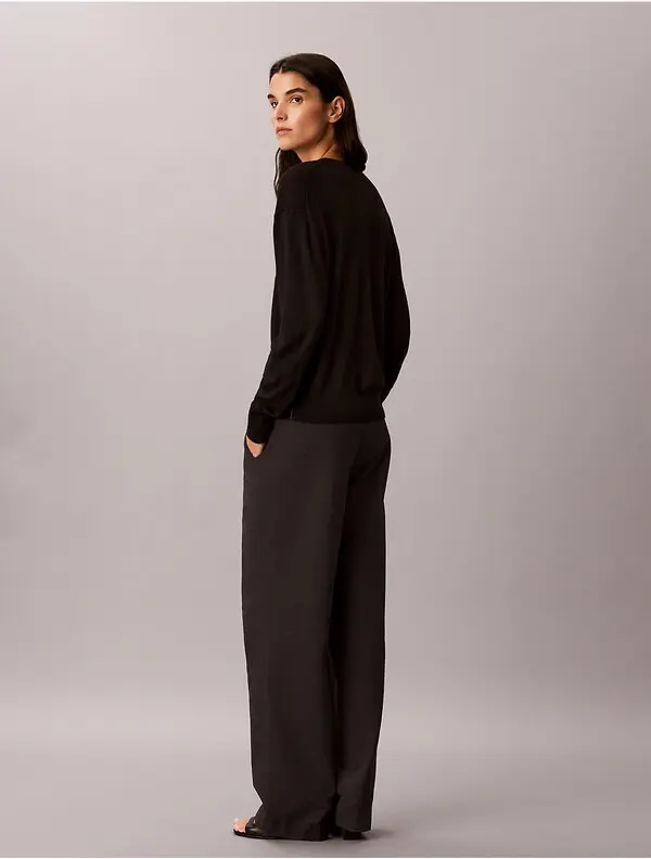 Calvin Klein Merino Wool Blend Crewneck Sweater - Black