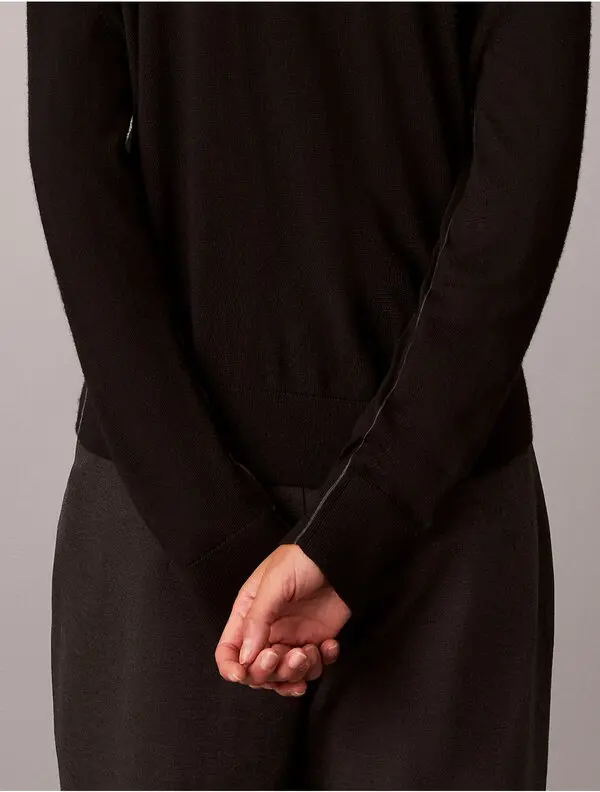 Calvin Klein Merino Wool Blend Crewneck Sweater - Black