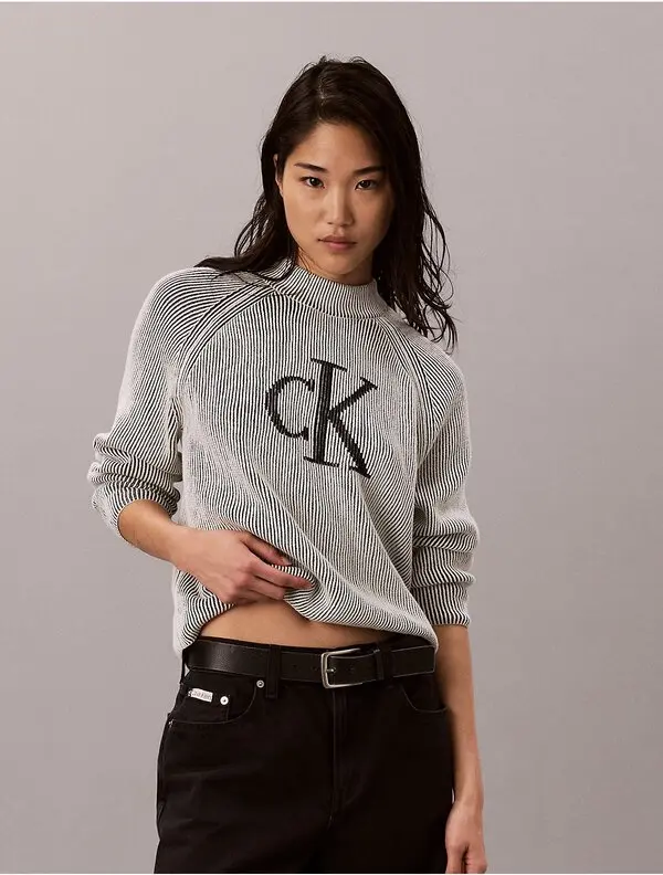 Calvin Klein Monogram Graphic Rib Sweater - Black Combo