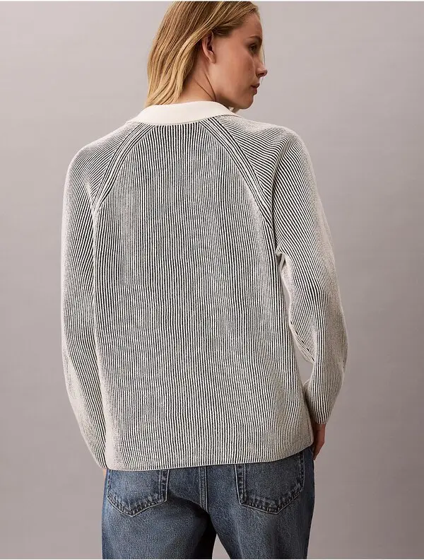 Calvin Klein Bicolor Rib Monogram Polo Sweater