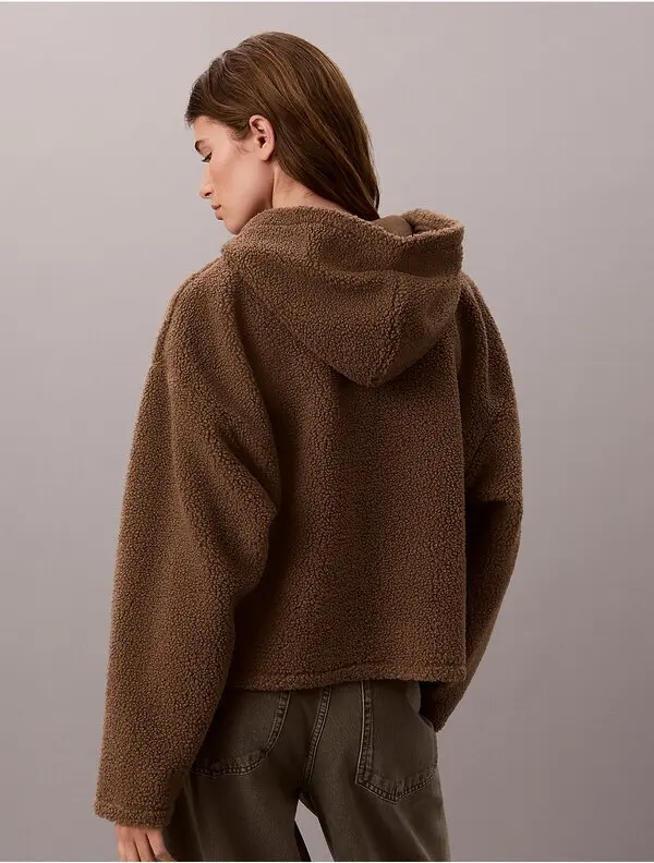 Calvin Klein Sherpa Zip Hoodie - Shitake