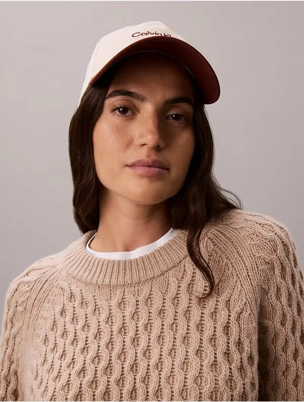 Calvin Klein Merino Wool Blend Cable Knit Sweater - Roasted Cashew