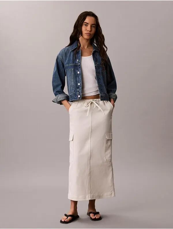 Calvin Klein Cotton Twill Cargo Skirt - Tofu