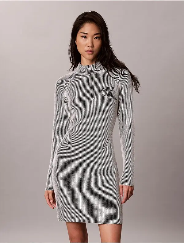 Calvin Klein Monogram Graphic Rib Mini Dress