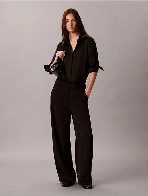 Calvin Klein Twill Wide Leg Pants - Black