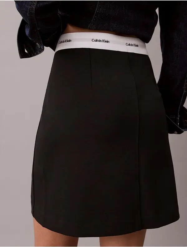 Calvin Klein Ponte Knit Logo Waistband Mini Skirt