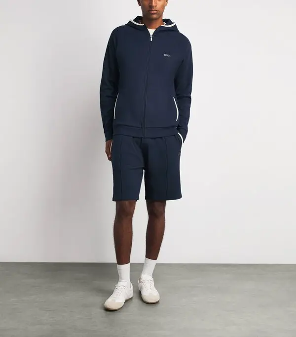 BOSS Contrast-trim Sense Zip-up Hoodie