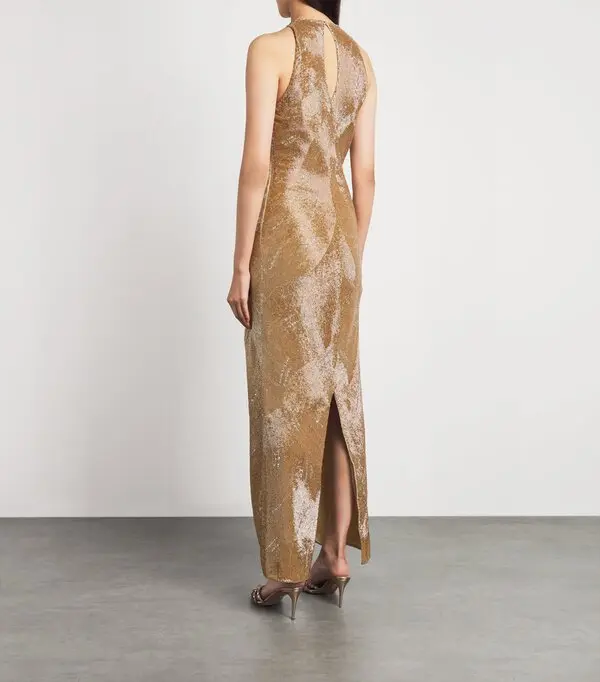 CLIO PEPPIATT Embellished Halterneck Maxi Gown - White