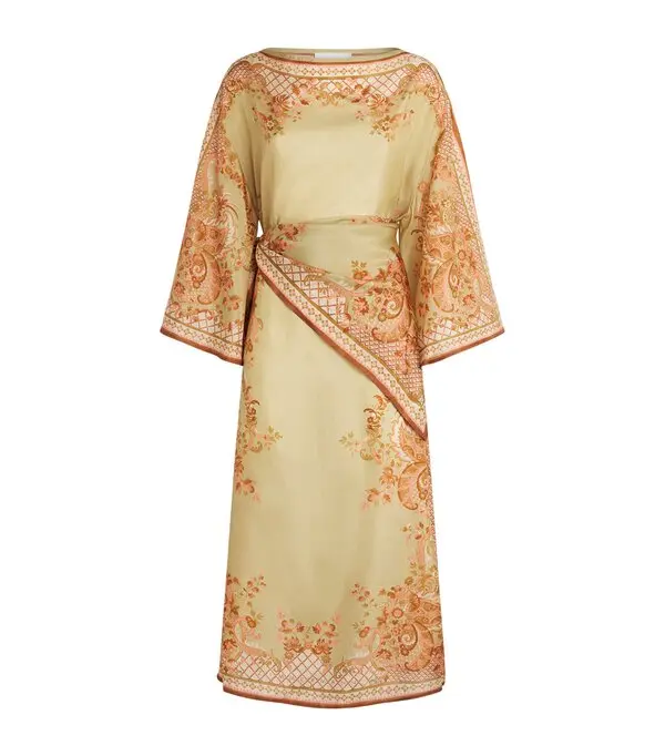 Zimmermann Silk Aster Tunic Midi Dress - Grey