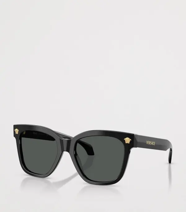 Versace Acetate Square Frame Sunglasses With Gold Tone Medusa Head Logo