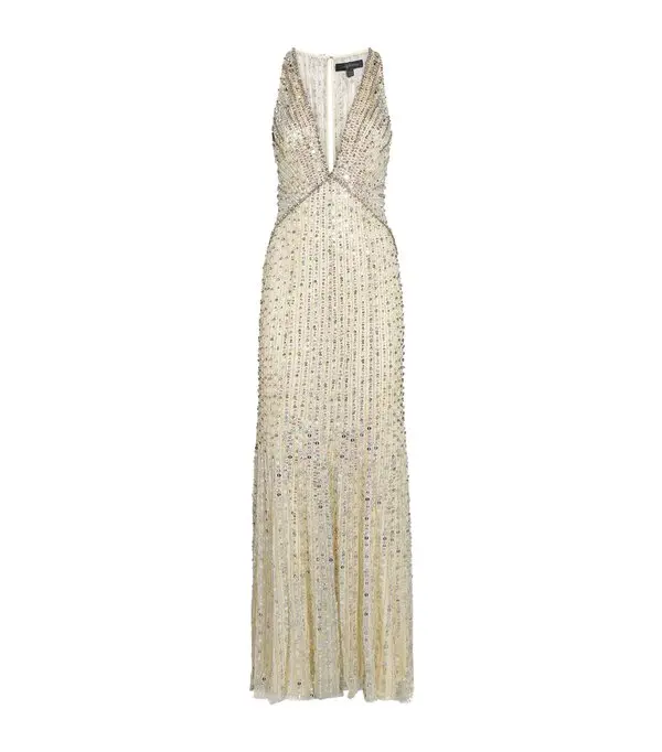 Jenny Packham Embellished Atlas Gown - Gold