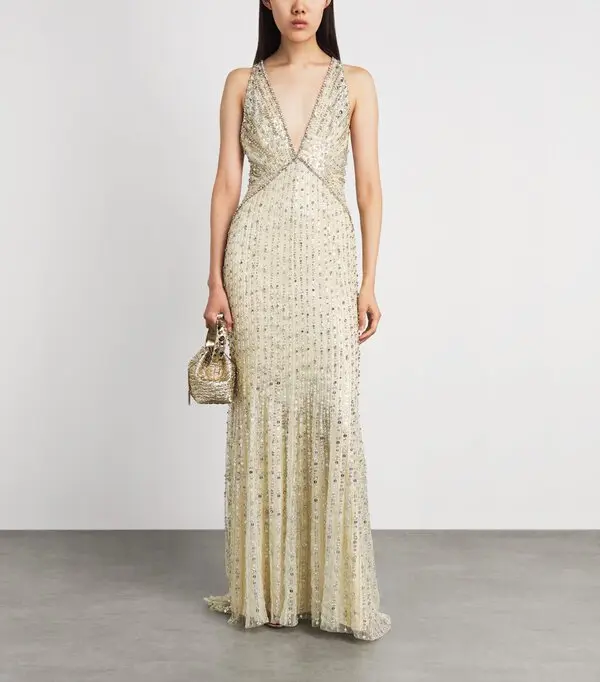 Jenny Packham Embellished Atlas Gown