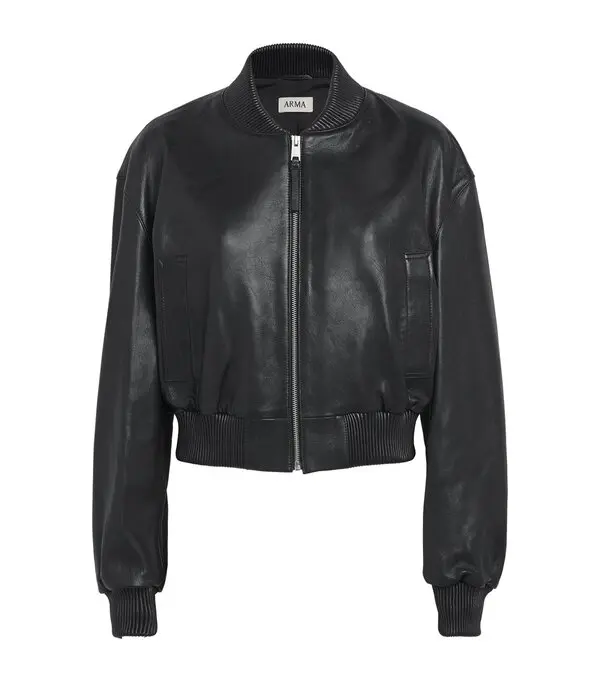 ARMA Hannah Leather Bomber Jacket - Black