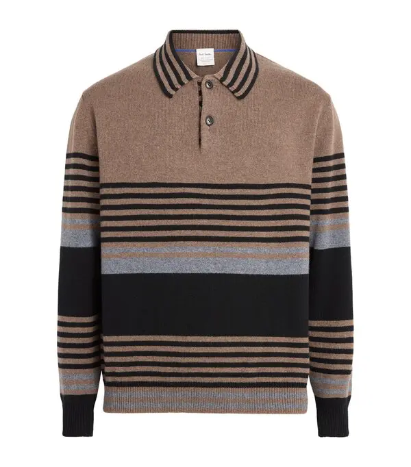Paul Smith Cashmere Stripe Polo Sweater
