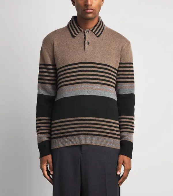 Paul Smith Cashmere Stripe Polo Sweater