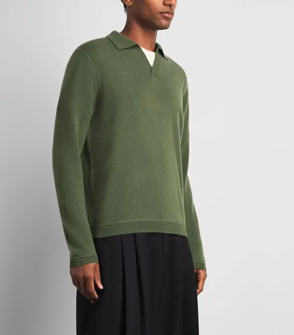 ALLUDE Virgin Wool Open-collar Polo Sweater