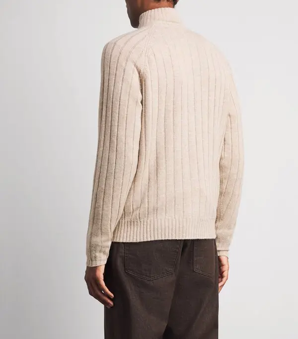 ALLUDE Wool-cashmere Rib-knit Cardigan