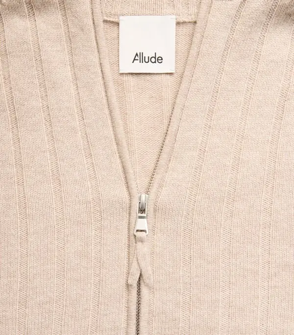 ALLUDE Wool-cashmere Rib-knit Cardigan