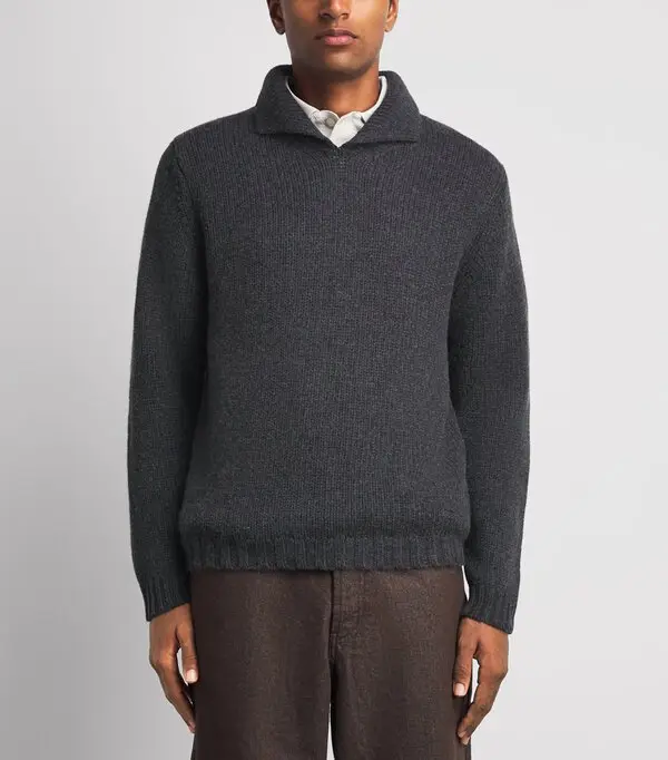 ALLUDE Cashmere Collared Sweater