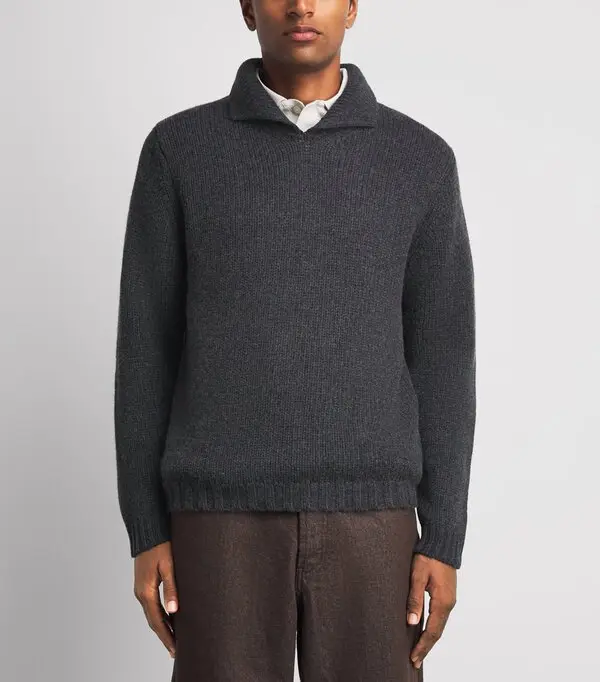 ALLUDE Cashmere Collared Sweater