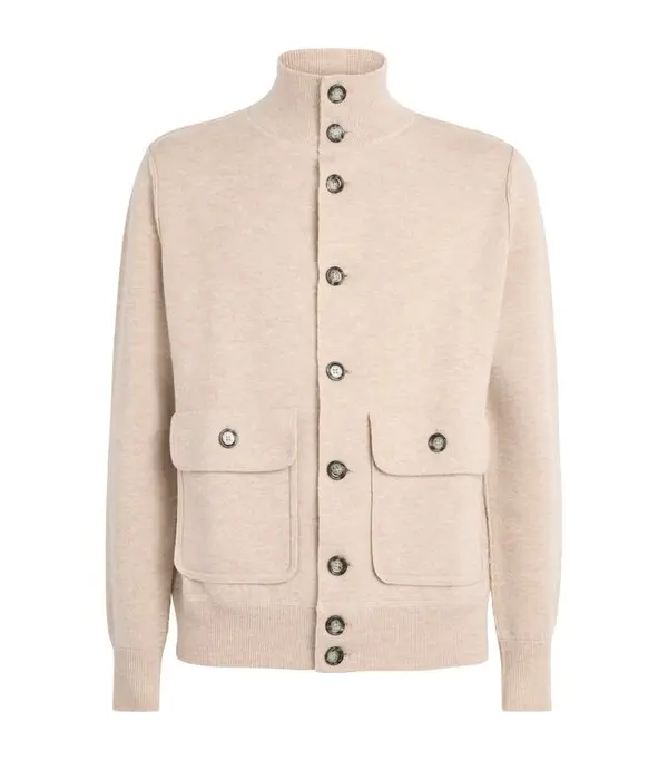 ALLUDE Wool-cashmere High-neck Cardigan